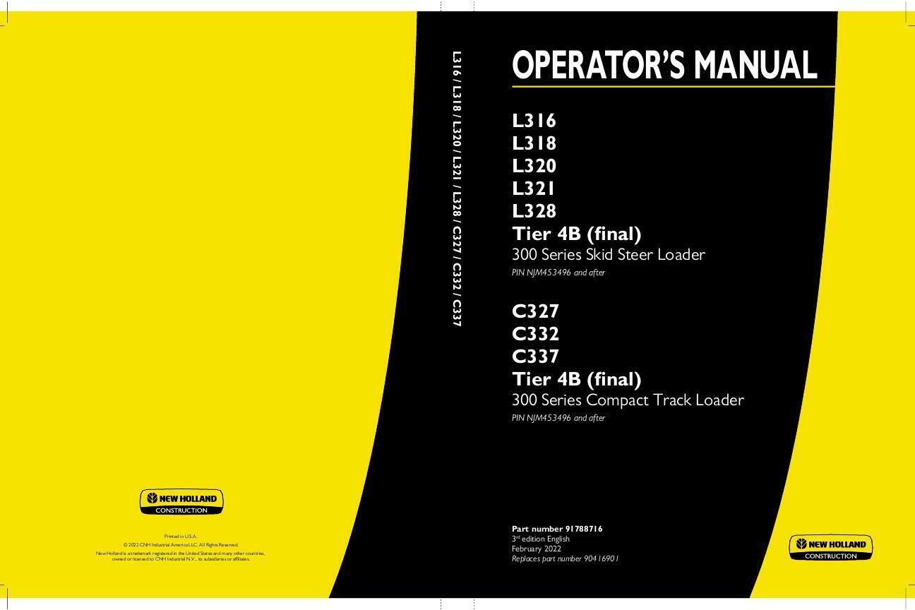 New Holland C327 C332 C337 Tier 4B Compact Track Loader Operators ...