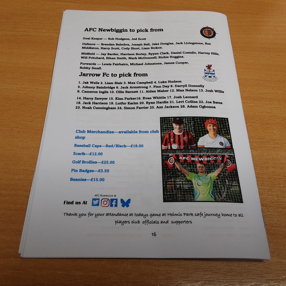AFC Newbiggin v Jarrow FC (Northern League 2) 26/8/2025 | eBay