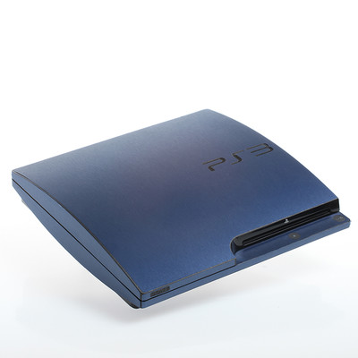 Brushed blue PS3 slim Textured Skins -Full Body Wrap- decal sticker ...