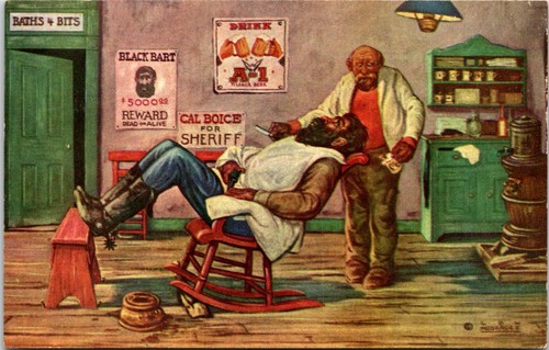 Black Bart Shave Haircut Rocking Chair Humor Postcard A87 | eBay