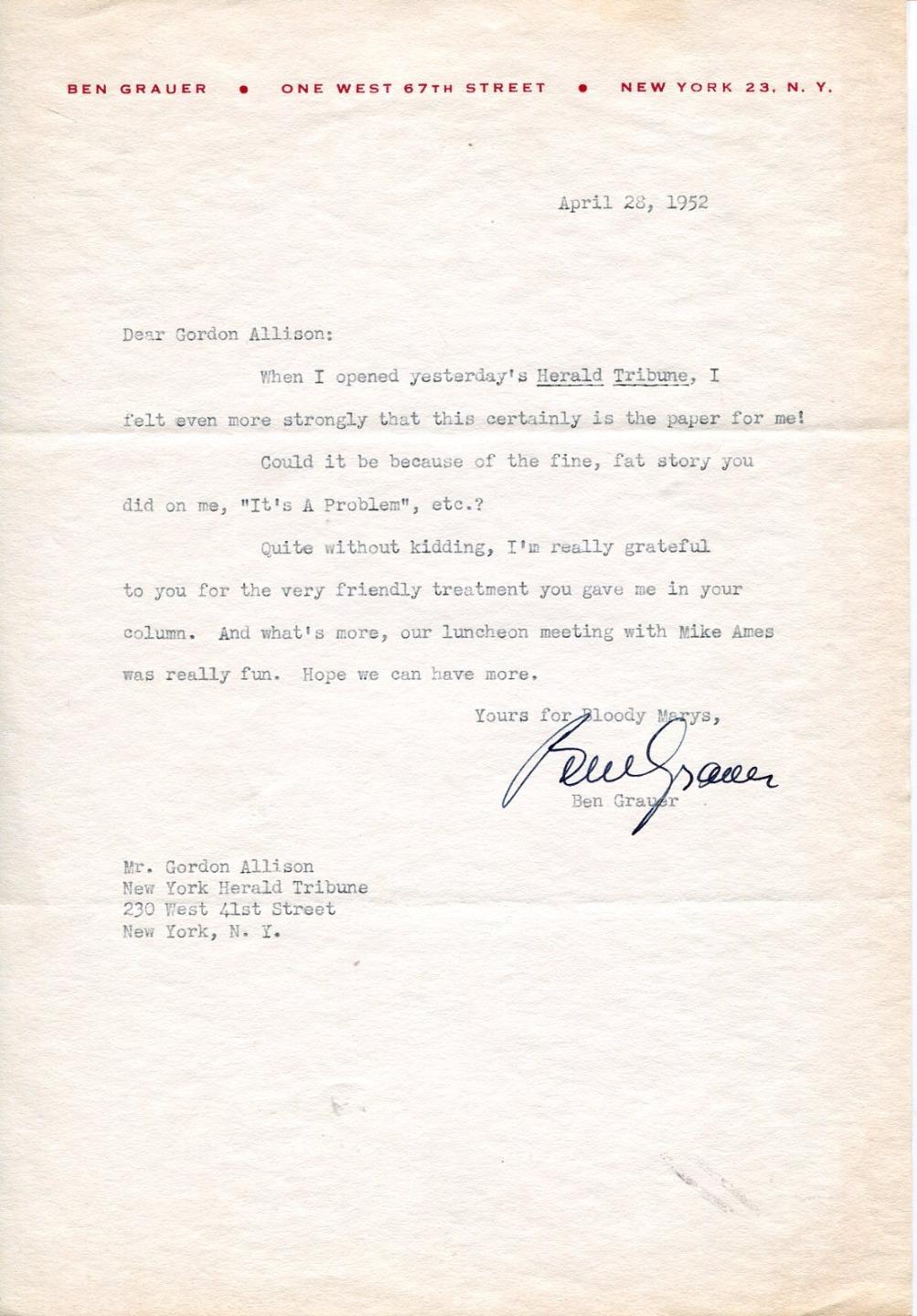 BEN GRAUER SILENT MOVIE ACTOR / NBC RADIO HOST ANNOUNCER SIGNED PHOTO ...