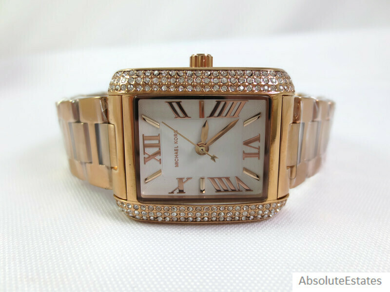 NEW Michael Kors Emery Mid Pave Glitz Rose Gold Bracelet Watch MK4641 ...
