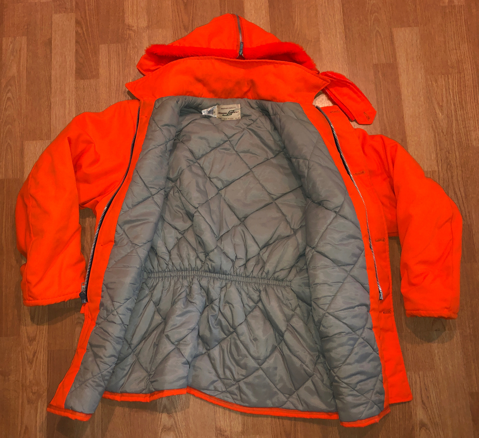 Johnson Garment Blaze Orange Hunting Coat Jacket Men’s size XL Hood ...
