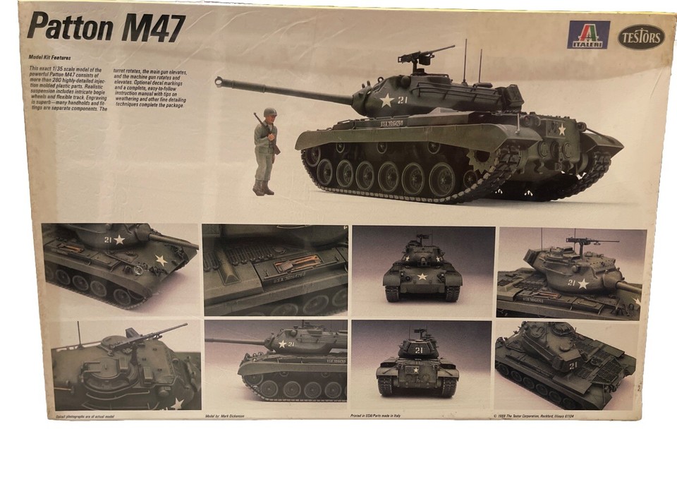 Original 1988 Testors / Italeri 792 Patton M47 US Tank 1/35 Scale Model ...