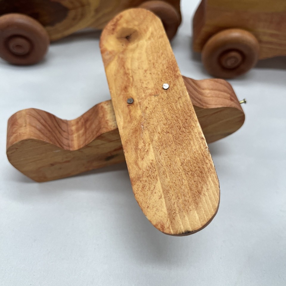 Handmade Wood Toy Cars, Push-Pull Cars, And Airplanes Set Of 4 | eBay