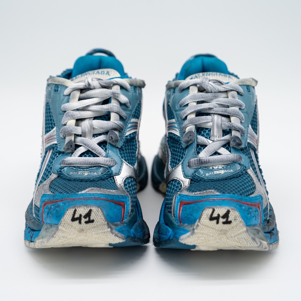 size 41eu 8 US Balenciaga Runner Blue Silver Sneakers White Red | eBay