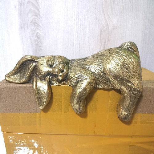 Vintage Brass Sleeping Bunny Rabbit Shelf Sitter Easter Decorative ...