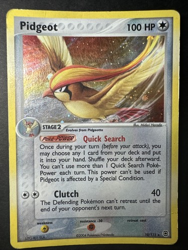 Pidgeot 10/112 EX Fire Red & Leaf Green Holo Rare Pokemon Card 2004 MP ...