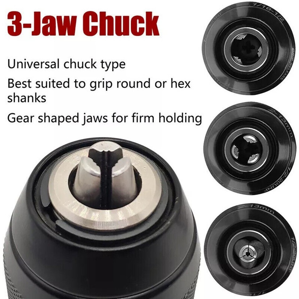Handle Keyless Drill Chuck 1/2-20UNF Adapter Drill Chuck Driver Keyless | eBay Australia