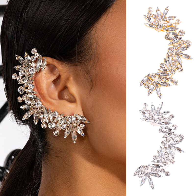 Fashion Ear Clip Earrings For Women Rhinestone Ear Cuff Earring ...