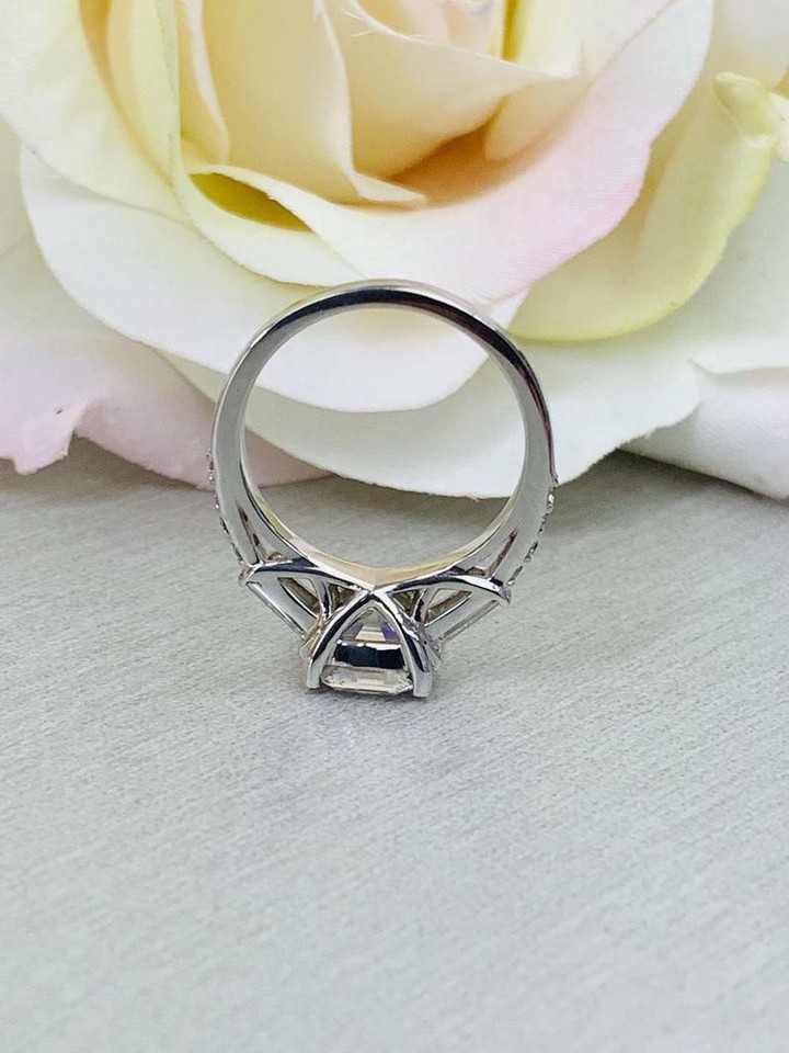 Lab-Created 2.75 Carat Moissanite Asscher Cut Women's 935 Silver Engagement Ring | eBay