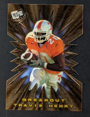 Travis Henry 2001 Press Pass Breakout B12 Football Card NCAA Volunteers ...