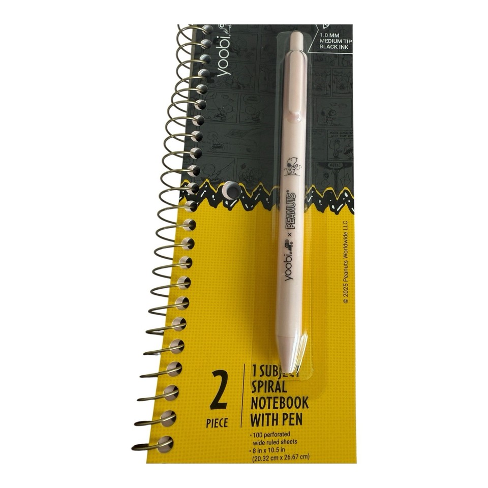 Peanuts Snoopy Yoobi Spiral Notebook with Ballpoint Pen Wide Ruled ...
