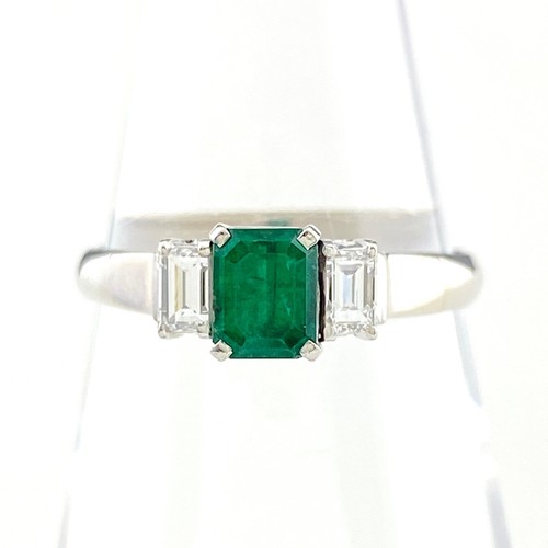 emerald design ring Platinum ring melee diamond Ring Pt900 Emerald ...