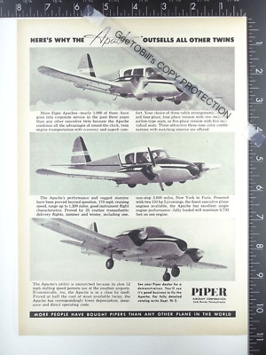 1957 ADVERTISING for Piper Apache airplane aircraft 1958 1959 | eBay