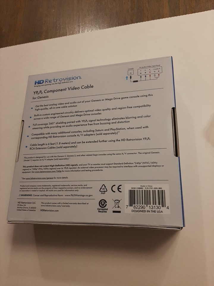 HD Retrovision Genesis Component/YPbPr Cables w/ PS1 Adapter, Factory ...