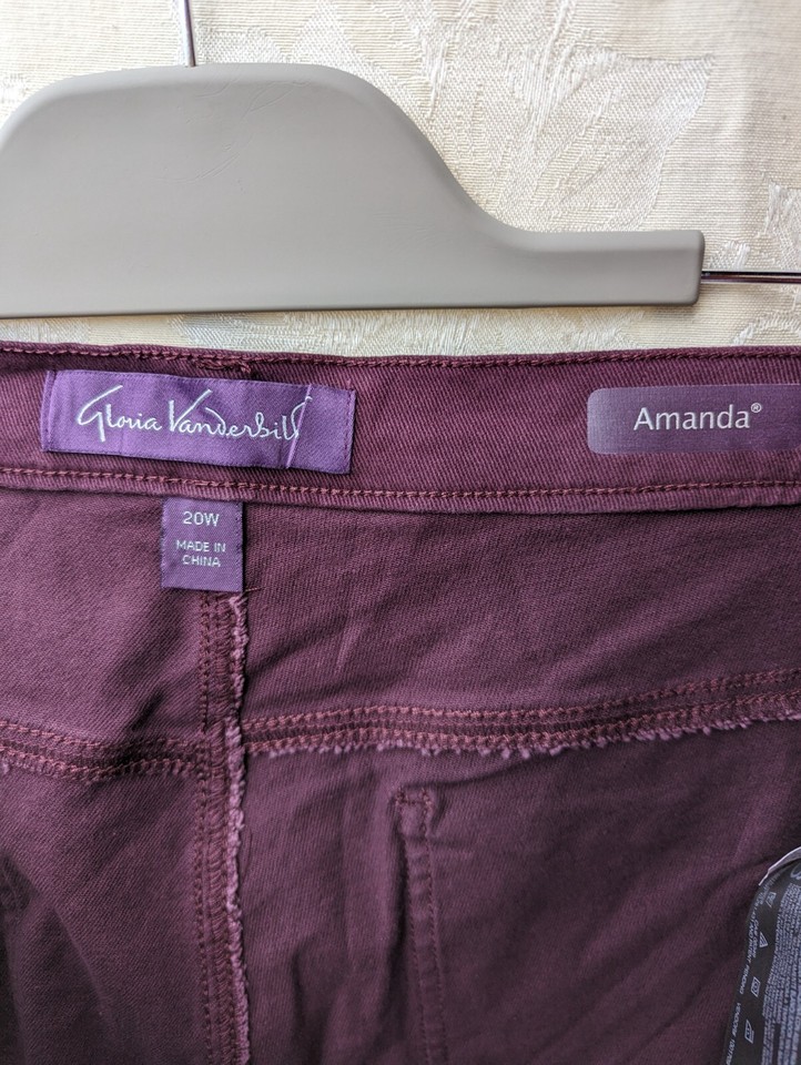 Gloria Vanderbilt Amanda Fit Maroon Denim Jeans Size 14W 20W 22W 24W ...