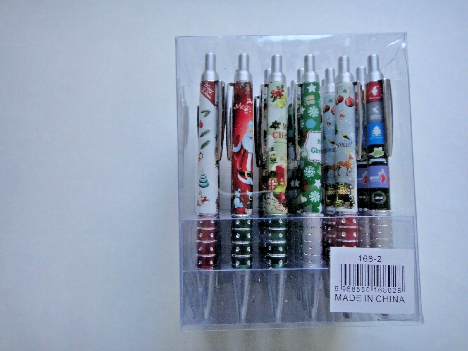 24X-BLACK Ballpoint Christmas Santa Claus gift Ink Pen w. silver clip ...