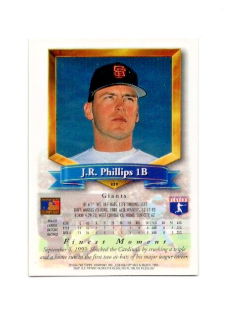 1994 Topps Finest #429 J.R. Phillips San Francisco Giants NM+ | eBay