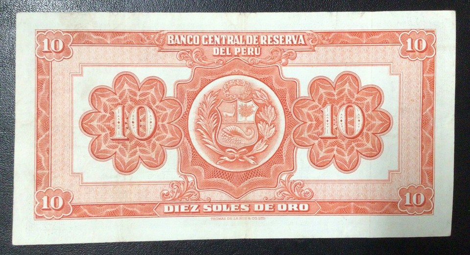 1951 PERU PAPER MONEY - 10 SOLES DE ORO BANKNOTE! | eBay