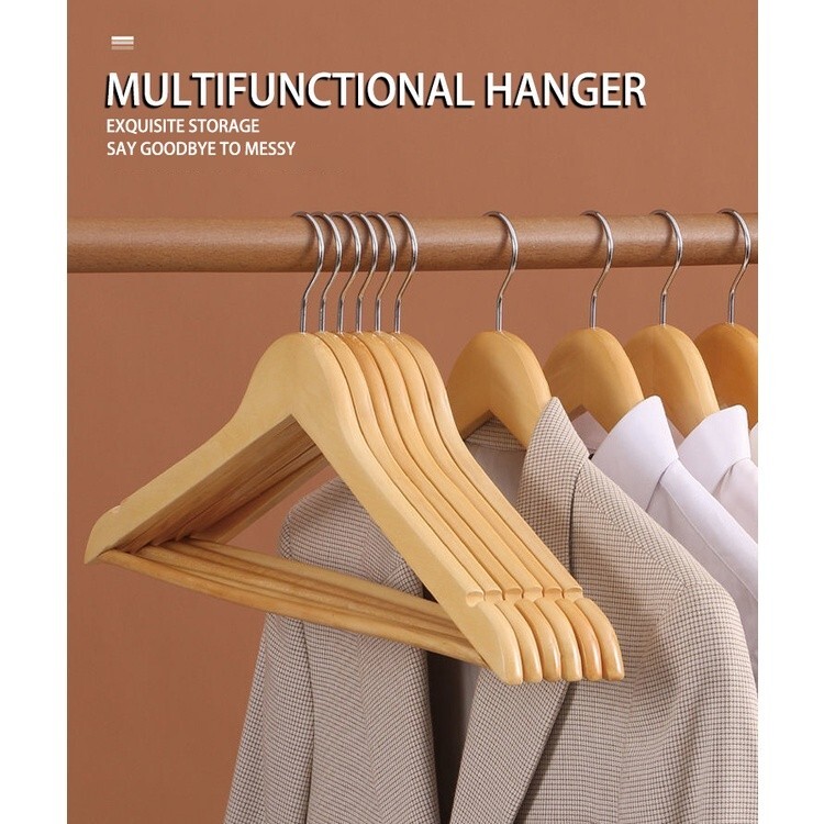 20 x Natural Wooden Hangers Coat Suits Garments Clothes Trouser Strong ...