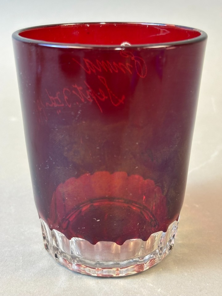 #1286 Antique EMMA SEPT 3RD 1908 Ruby Red Flash Souvenir Glass CUP | eBay