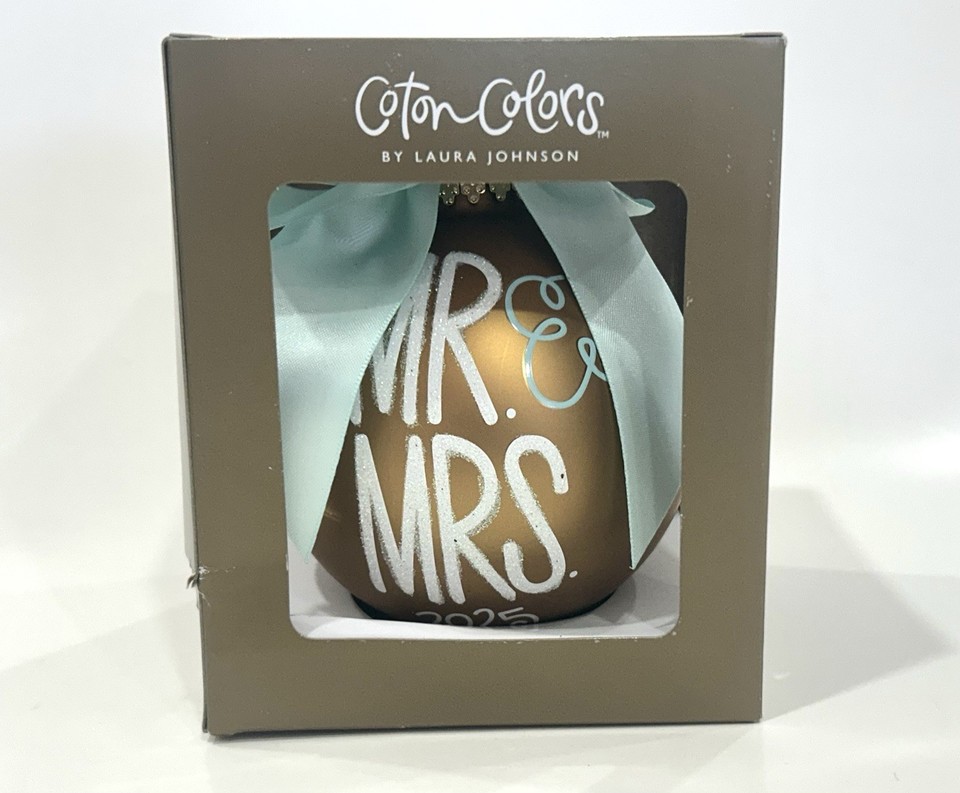 Dillard’s Exclusive Mr. & Mrs. 2025 Glass Christmas Ornament by Laura ...