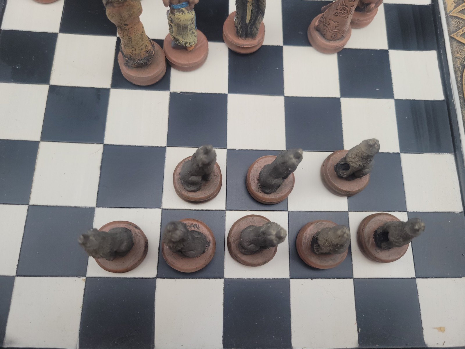 Rare Vintage Polyresin Native American Indian Chess Set Complete Read ...