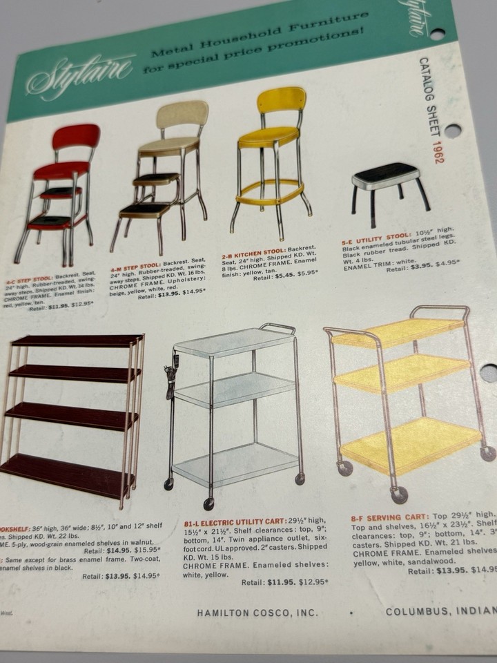 Cosco Stylaire Furniture 1962 Old Vintage Adv Flier Folding Step Stool ...