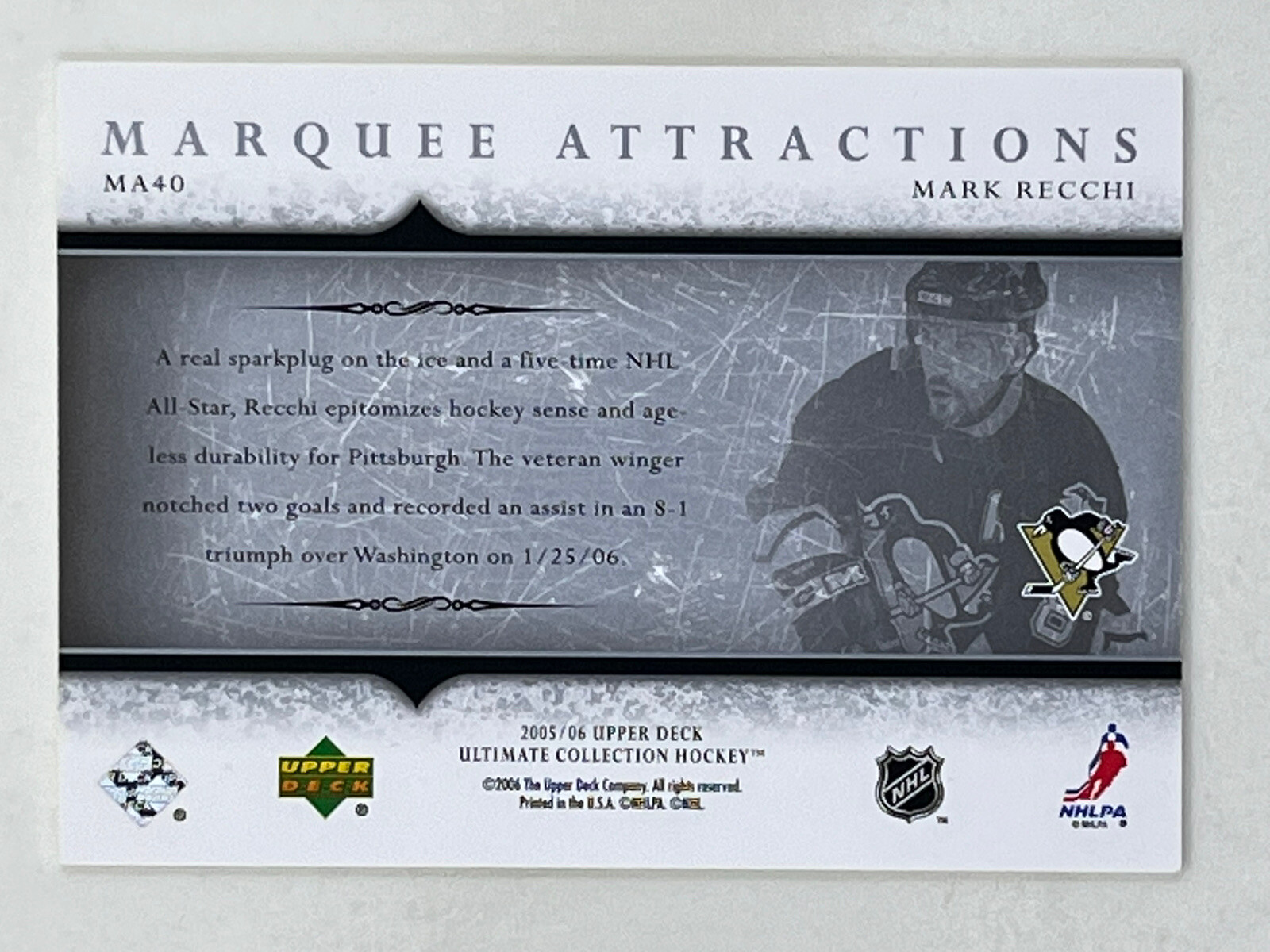 Mark Recchi 2005-06 Upper Deck Ultimate Collection Marquee Attractions ...
