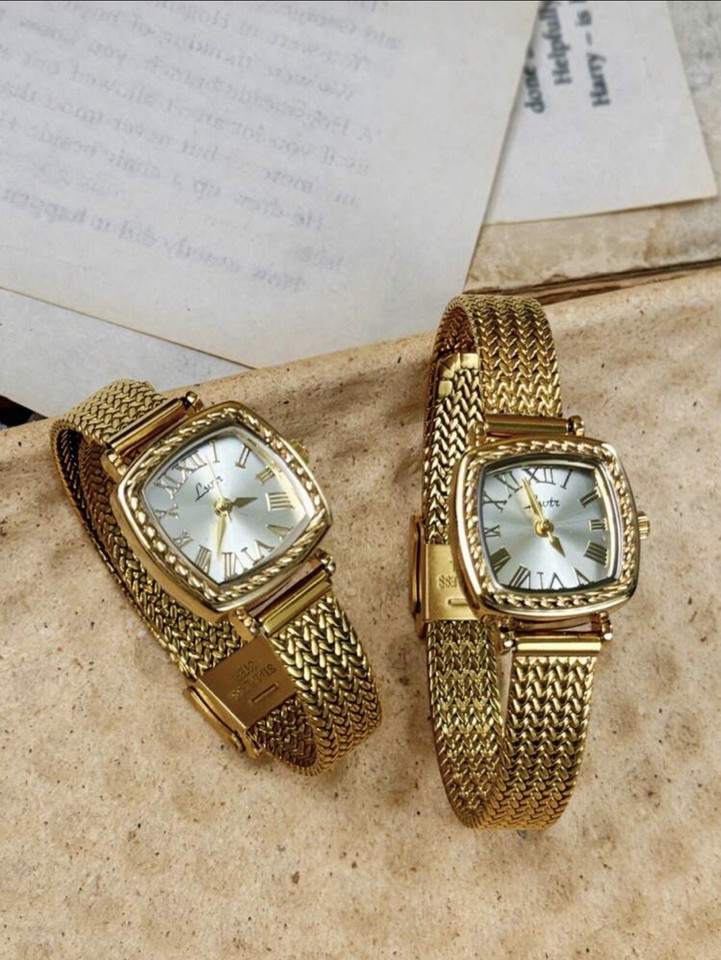 Gold Vintage Style Women’s Elegant French Inspired Square Wrist Watch ...