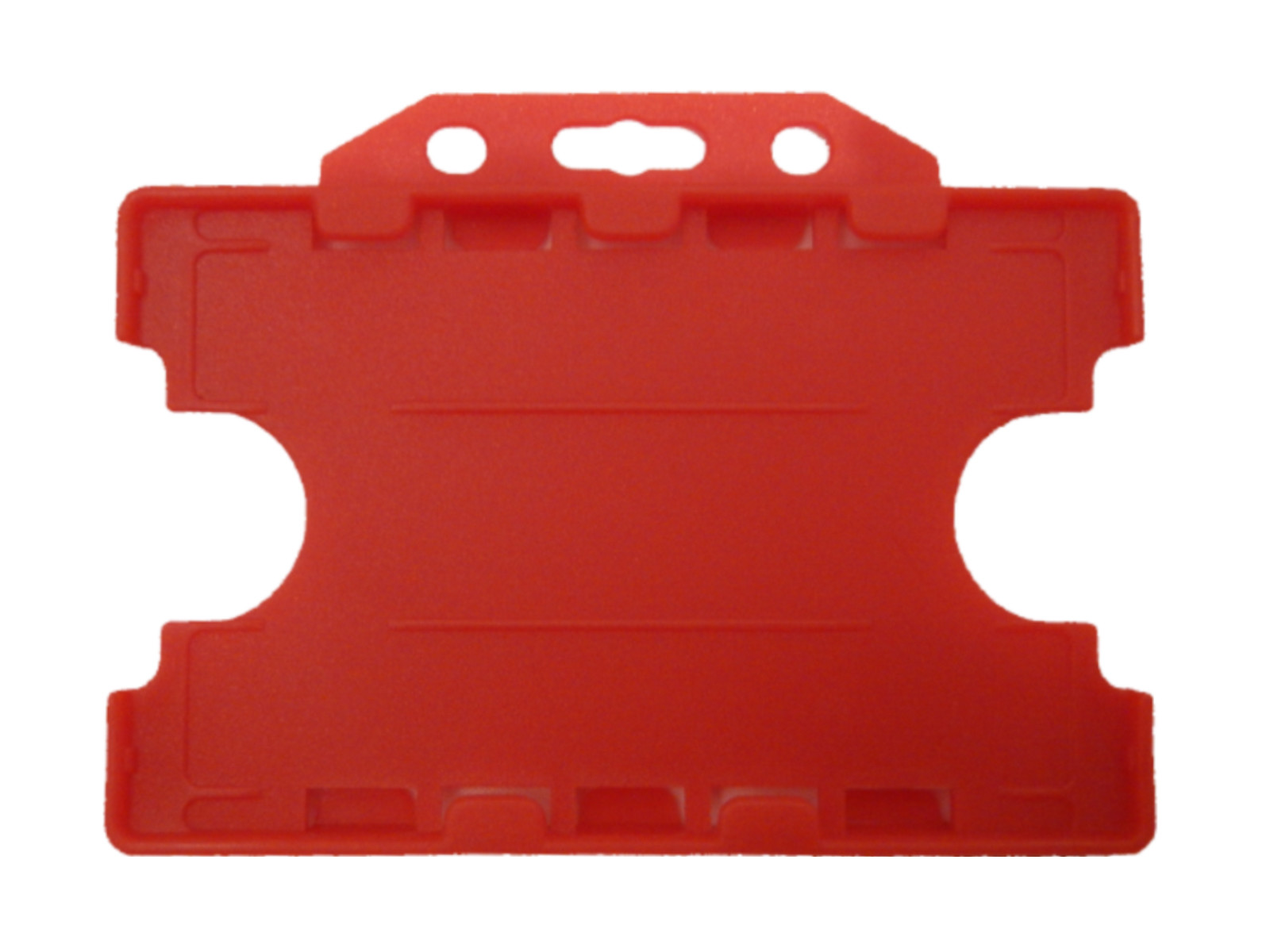 Red Double Sided ID Staff Pass Card Holder Landscape Dual Badge Plastic ...