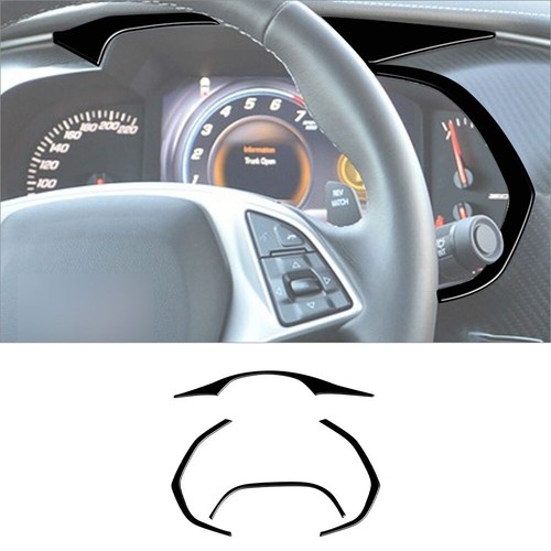 4Pcs Glossy Piano Black Speedometer Cover Trim For Chevrolet Corvette ...