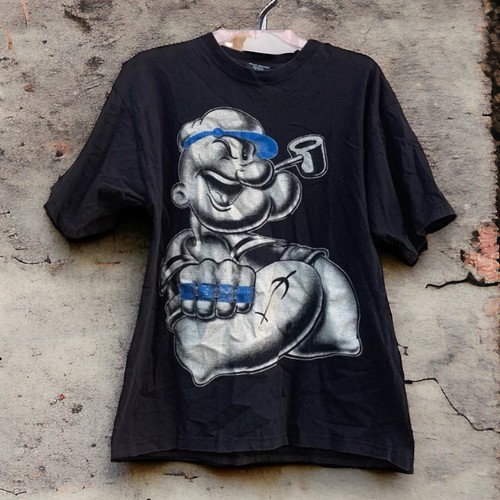 Vintage Popeye Cartoon Rap Black T Shirt Size L Hip Hop 90s Sailor Man ...