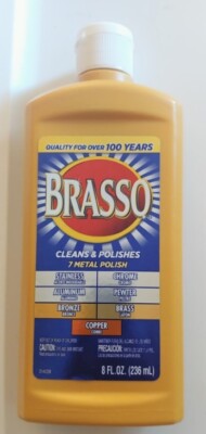 Brasso Metal Polish, 8 oz Bottle for Brass, Copper, Stainless, Chrome ...