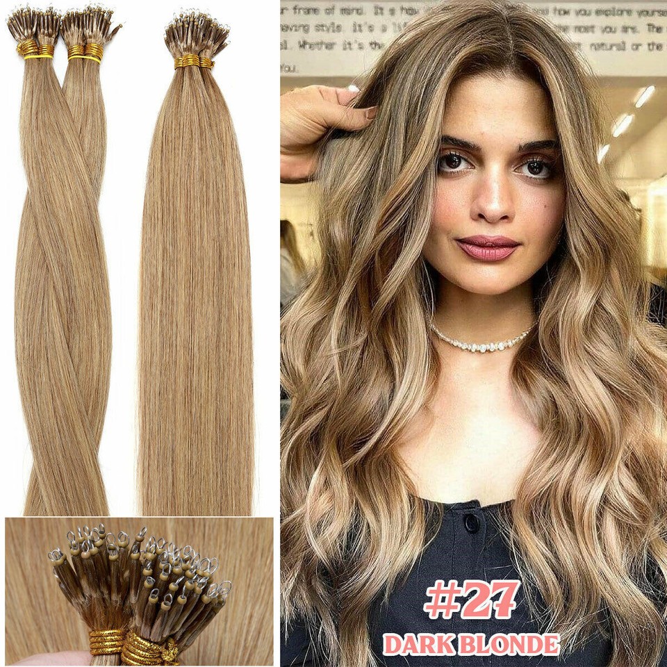 1G Nano Ring Beads Russian 100% Remy Human Hair Extensions Micro Loop ...