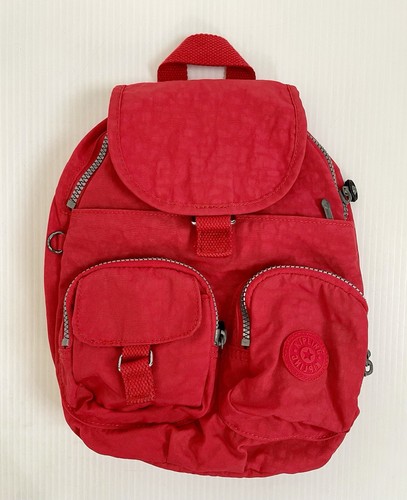 Small Kipling Firefly Backpack Cute Red Bag Womens, Lots Of Pockets | eBay