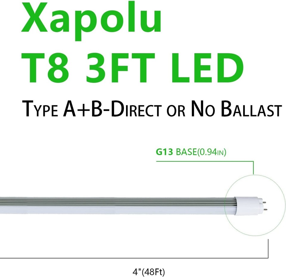 3FT T8 T12 LED Tube Light 15W 2100lm(26W Eqv.), 36 inch 5000K Daylight ...