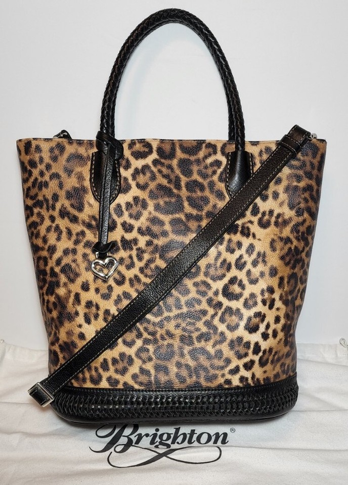 BRIGHTON RUMI AFRICA STORIES LEOPARD PRINT LEATHER CROSSBODY HANDBAG ...