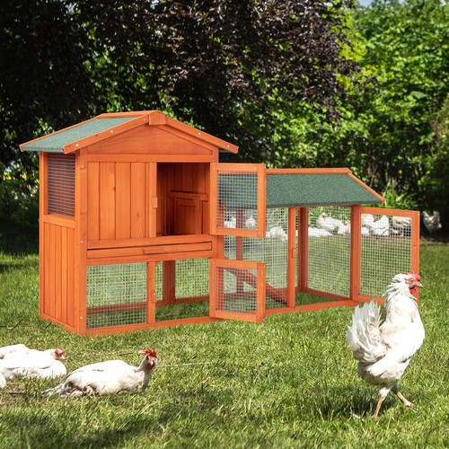 61" Wooden Chicken Coop Hen House Rabbit Wood Hutch Poultry Cage ...