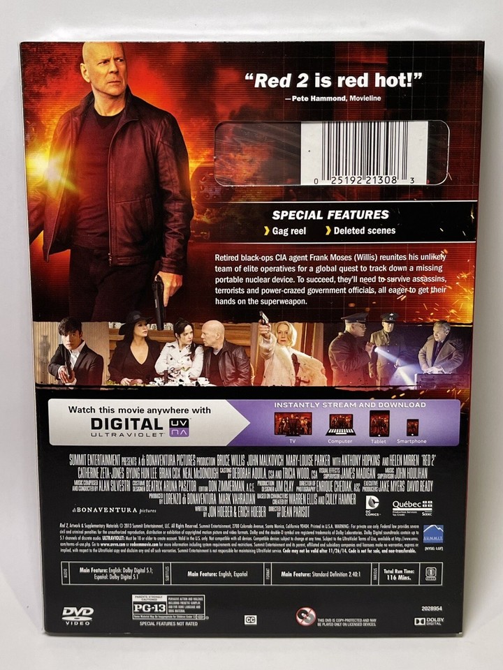 Red 2 - DVD + Digital - Bruce Willis - New Never Opened | eBay