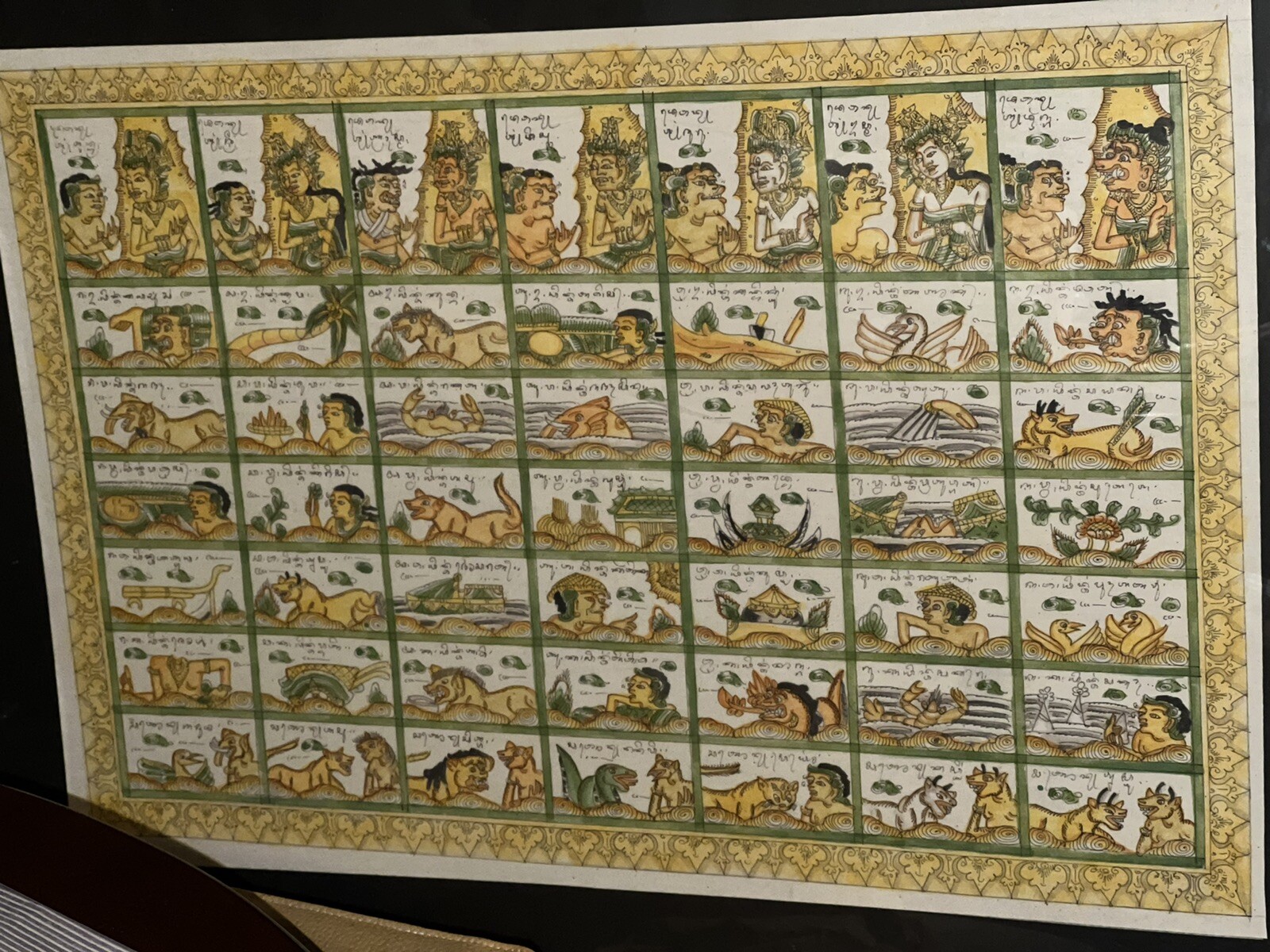 OLD TRADITIONAL KAMASAN PALINANGAN CALENDAR BALINESE PAINTING ON CLOTH ...