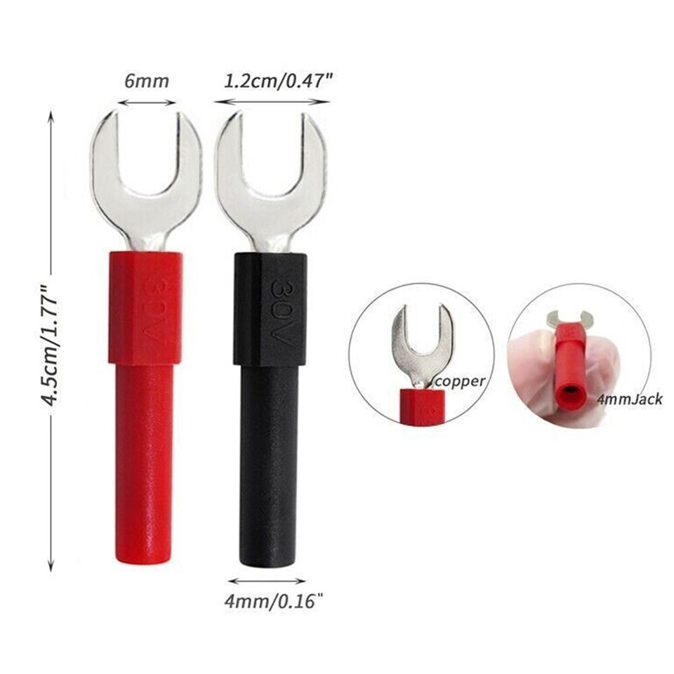 20PC 36A 6mm Spade Plug Adapter Fork U&Y Type Connector for 4mm Banana ...