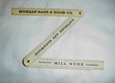 OLD CELLULOID ADVERTISING MORGAN SASH AND DOOR FOLDING RULE RULER | eBay