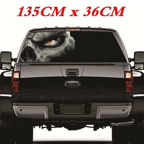 Perforated Skull Rear Window Tint Graphic Decal Sticker Wrap Fits For ...