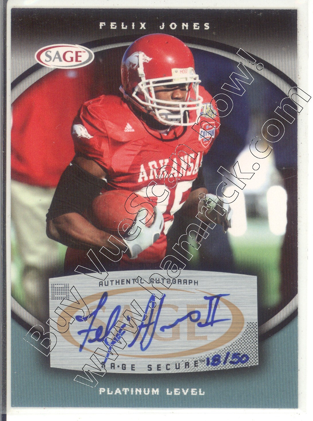 felix jones rc rookie draft auto autograph college arkansas razorbacks ...