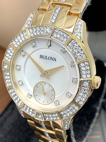 Bulova Womens Watch 98L283 Quartz Crystal Accent Mother of Pearl Dial ...