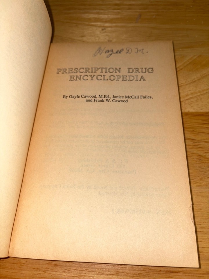 1987 Prescription Drug Encyclopedia Paperback Book By Gayle Cawood ...