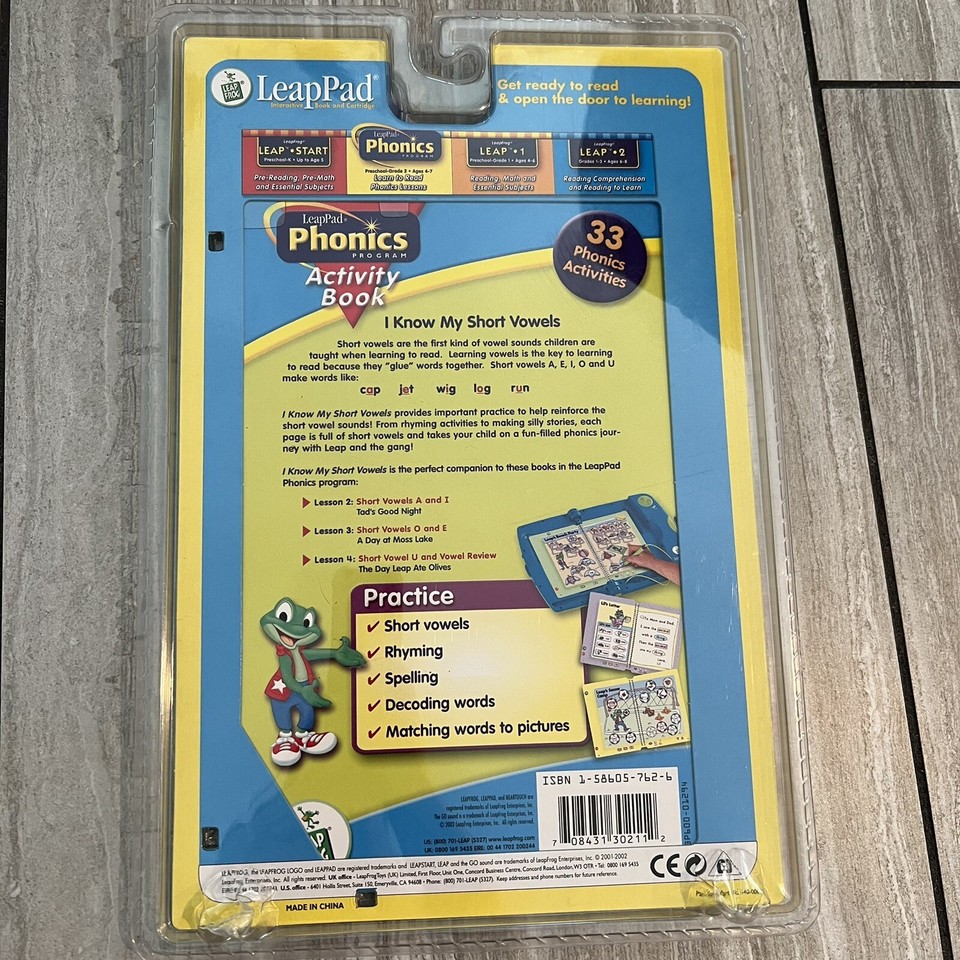 NEW LeapFrog LeapPad Phonics I Know My Short Vowels Activity Book Pre-K ...
