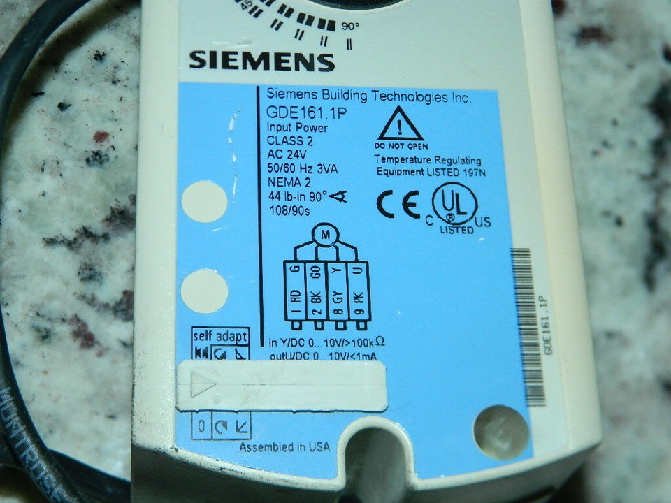 SIEMENS GDE161.1P OPENAIR ELECTRIC DAMPER ACTUATOR NON-SPRING RETURN ...